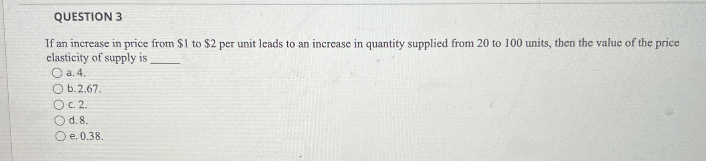 Solved QUESTION 3If an increase in price from $1 ﻿to $2 ﻿per | Chegg.com