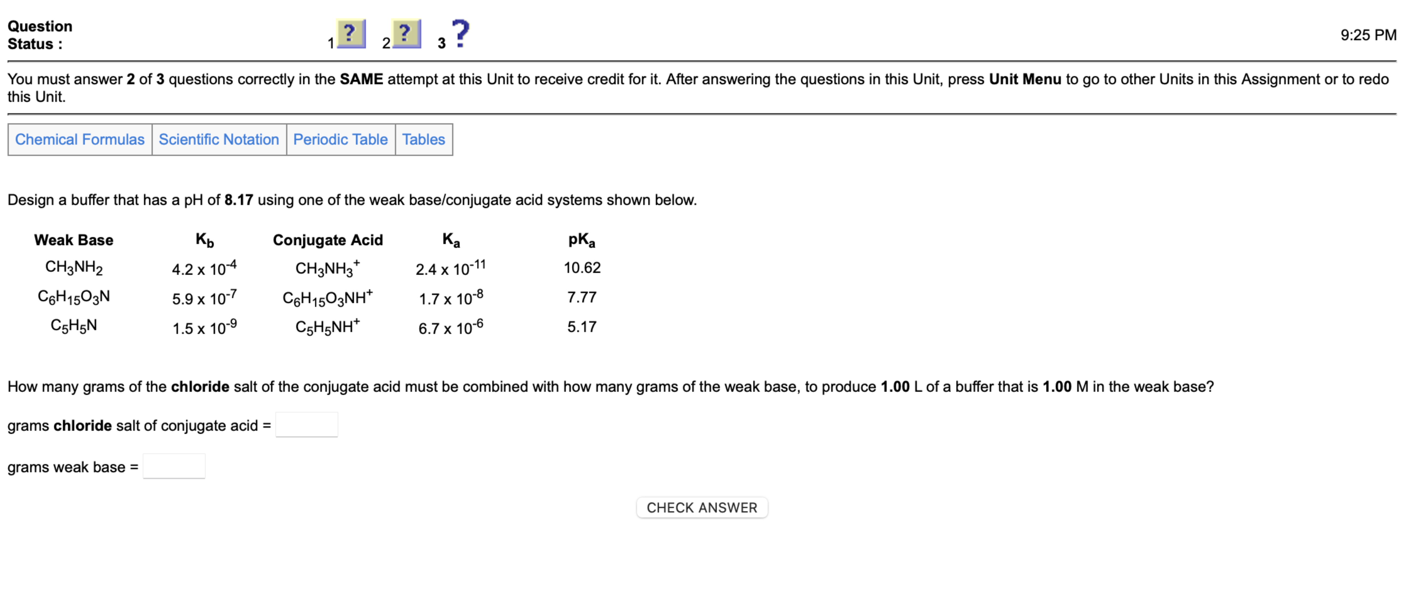 Solved Design a buffer that has a pH of 8.17 ﻿using one of | Chegg.com