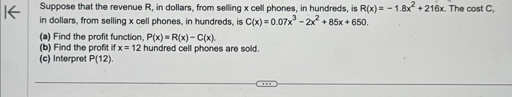 Solved Suppose that the revenue R, ﻿in dollars, from selling | Chegg.com