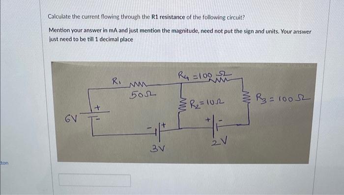 Solved Calculate the current flowing through the R1 | Chegg.com