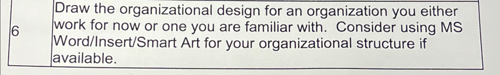 Solved Draw the organizational design for an organization | Chegg.com