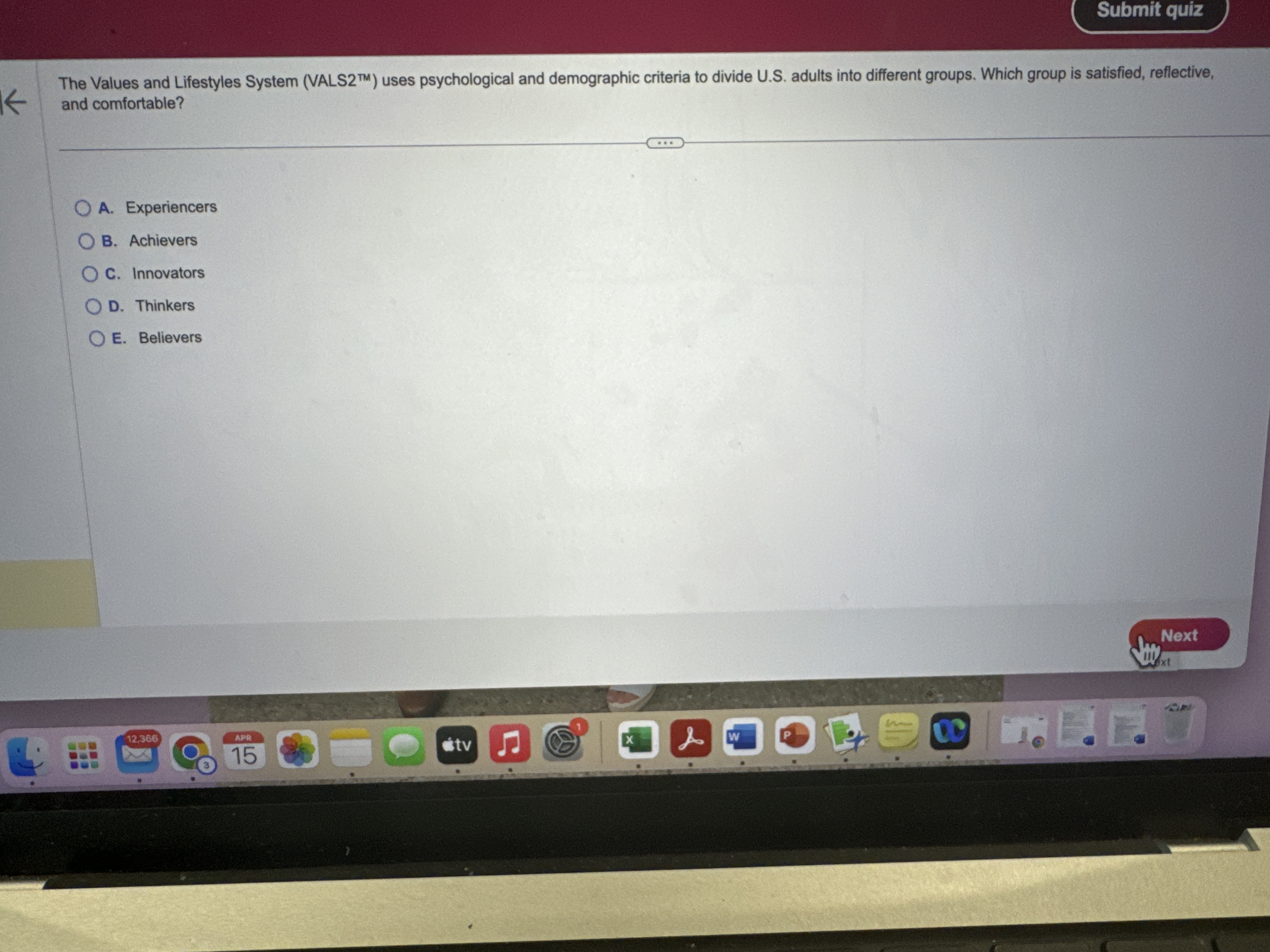 Solved The Values and Lifestyles System (VALS2 ?TM ) ﻿uses | Chegg.com