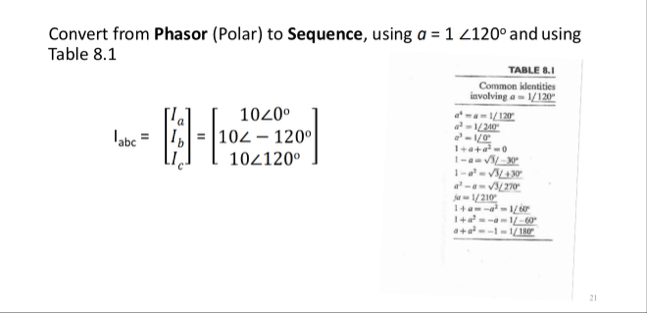 Solved Convert from Phasor (Polar) ﻿to Sequence, using | Chegg.com