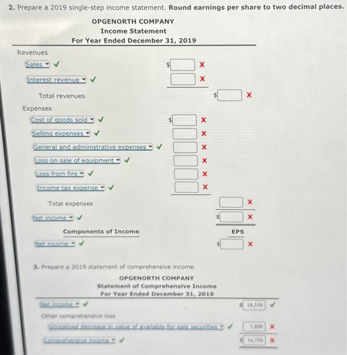 Solved Multiple-Step and Single-Step Income Statements, and | Chegg.com