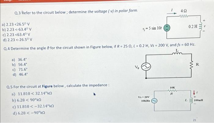 Solved Q.3 Refer to the circuit below; determine the voltage | Chegg.com