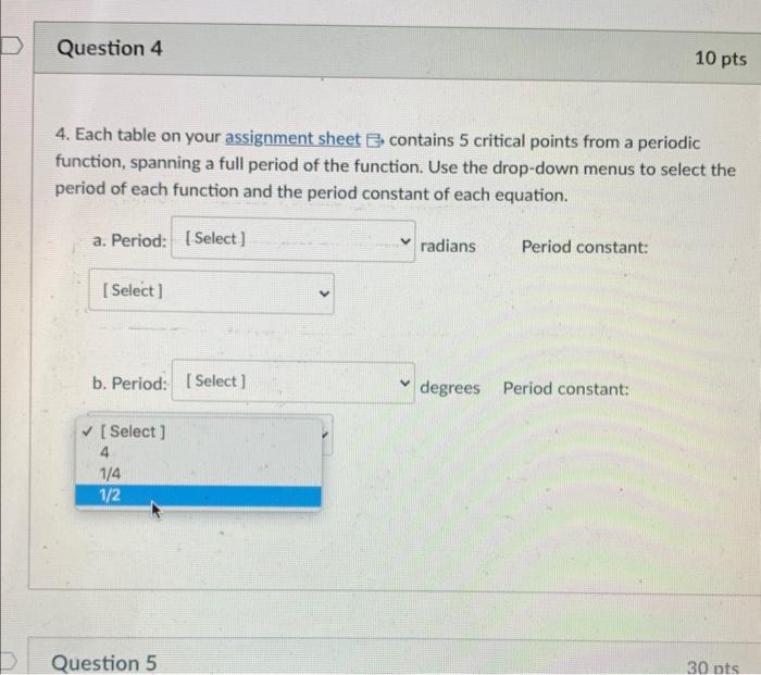 Solved 4. Each table on your assignment sheet ⊟ contains 5 | Chegg.com