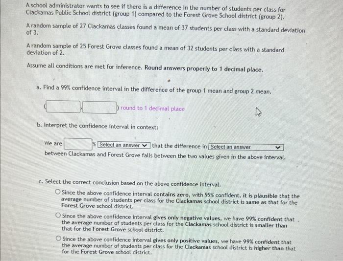 Solved ischool administrator wants to see if there is a | Chegg.com