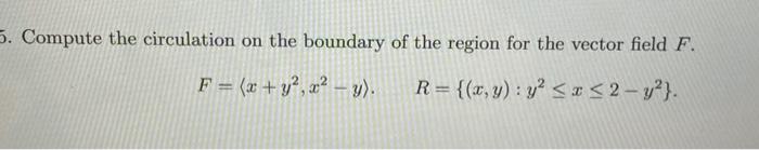 Solved Compute the circulation on the boundary of the region | Chegg.com