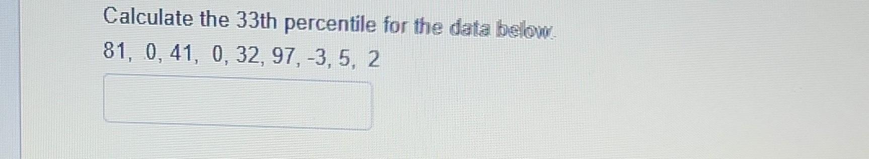 Solved Calculate the 33th percentile for the data below. | Chegg.com