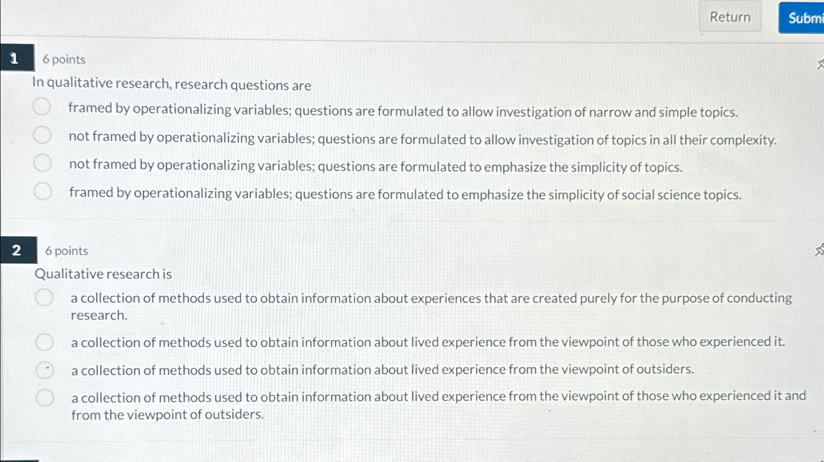 Solved 6 ﻿pointsIn qualitative research, research questions | Chegg.com