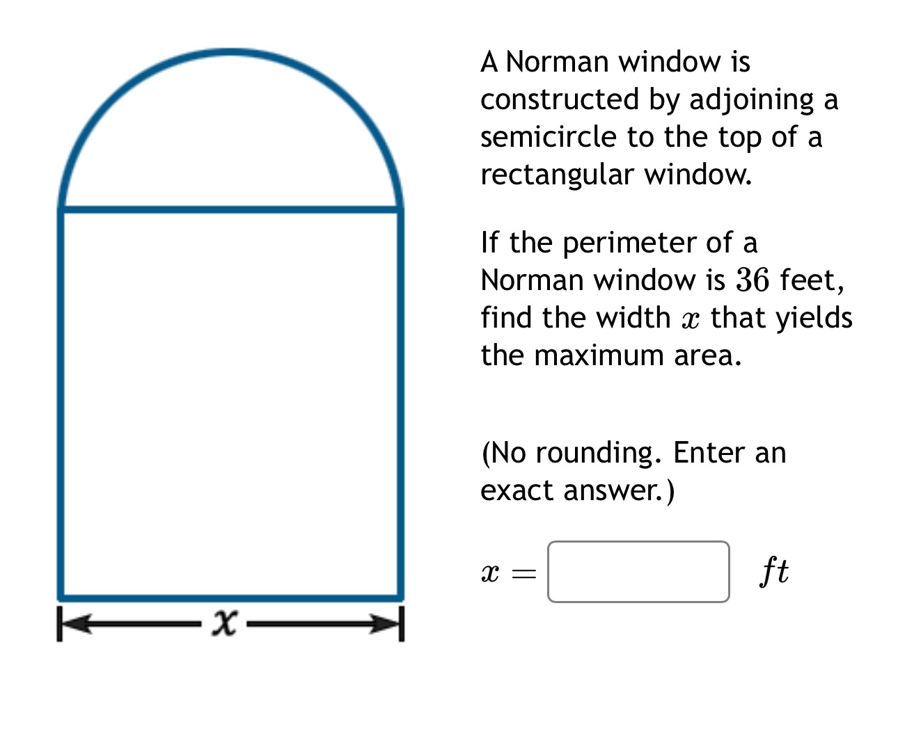 Solved A Norman window is constructed by adjoining a | Chegg.com