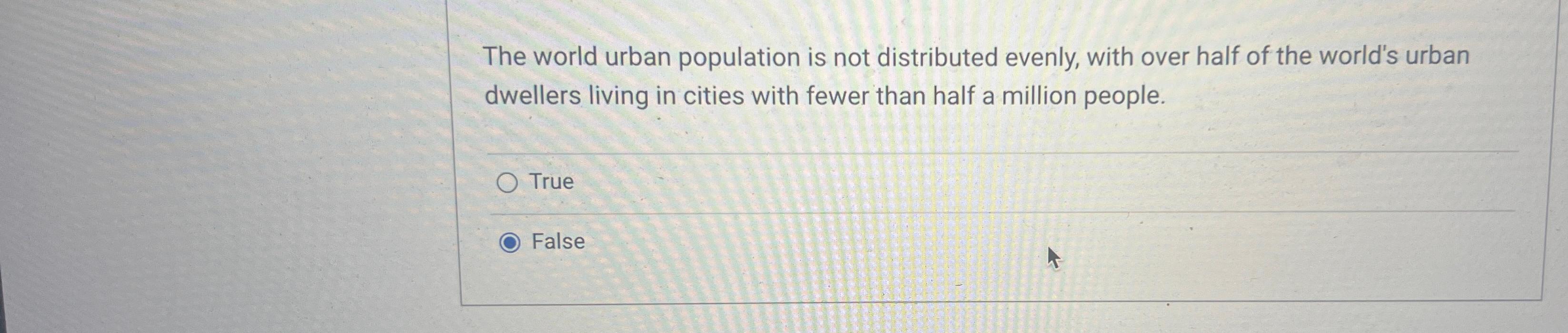 Solved The world urban population is not distributed evenly, | Chegg.com
