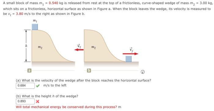 Solved A small block of mass m1=0.540 kg is released from | Chegg.com