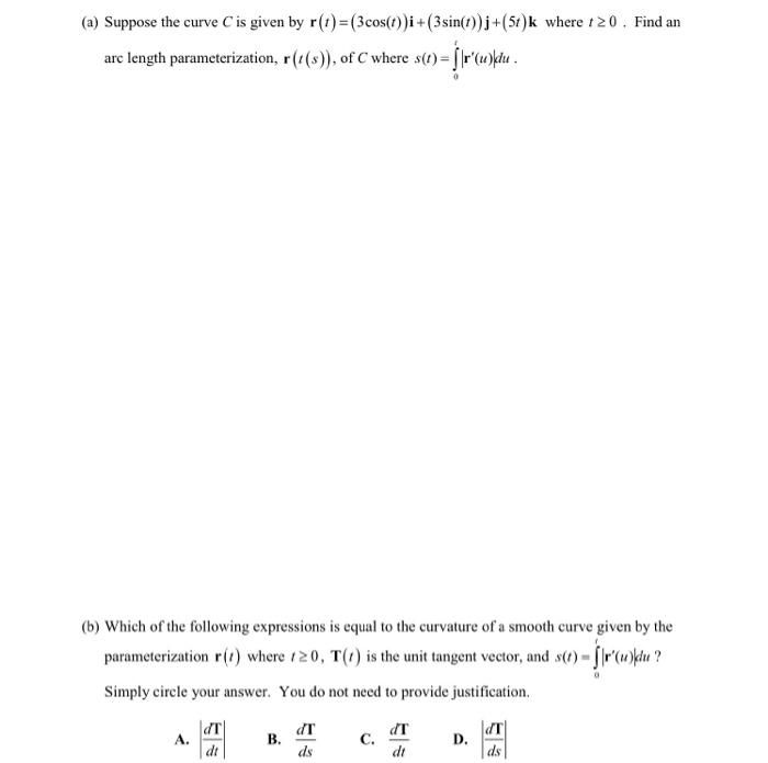 Solved (a) Suppose the curve C is given by | Chegg.com