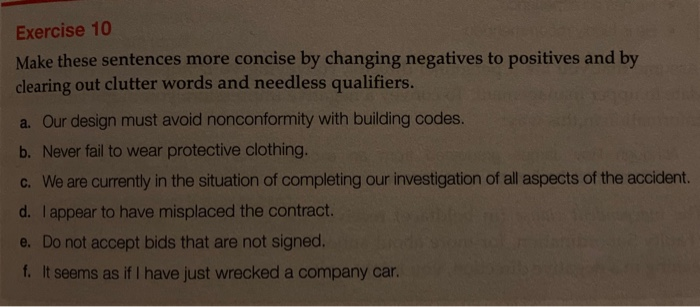 Solved Exercise 6 Make these sentences more concise by | Chegg.com