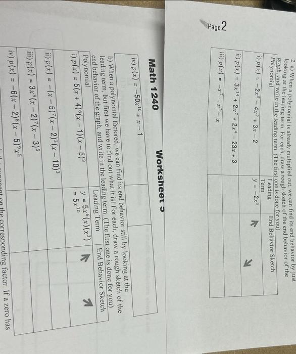 Solved 2 a) When a polynomial is already multiplied out, we | Chegg.com