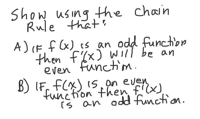 Solved Show using the chain Rule that: A) (Ff(x) is an odd | Chegg.com