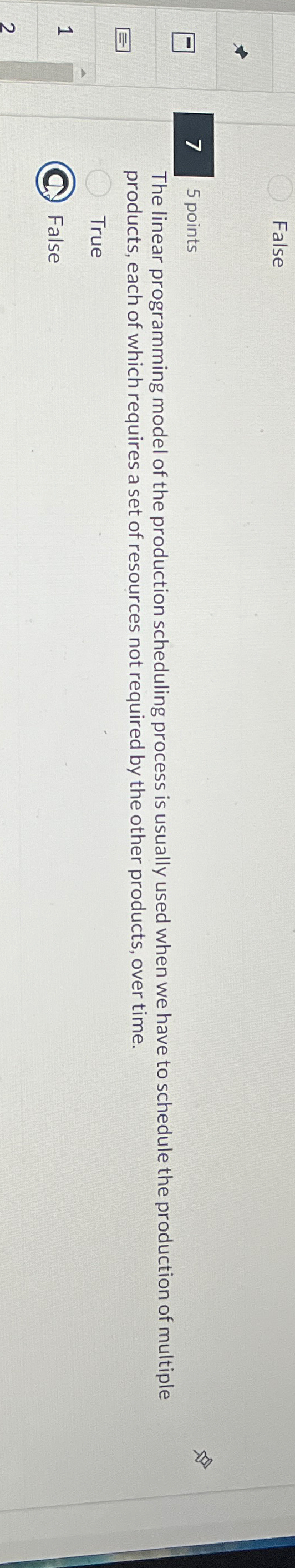 Solved False75 ﻿pointsThe linear programming model of the | Chegg.com