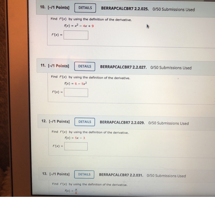 Solved 10. [-/1 Points] DETAILS BERRAPCALCBR7 2.2.025.0/50 | Chegg.com
