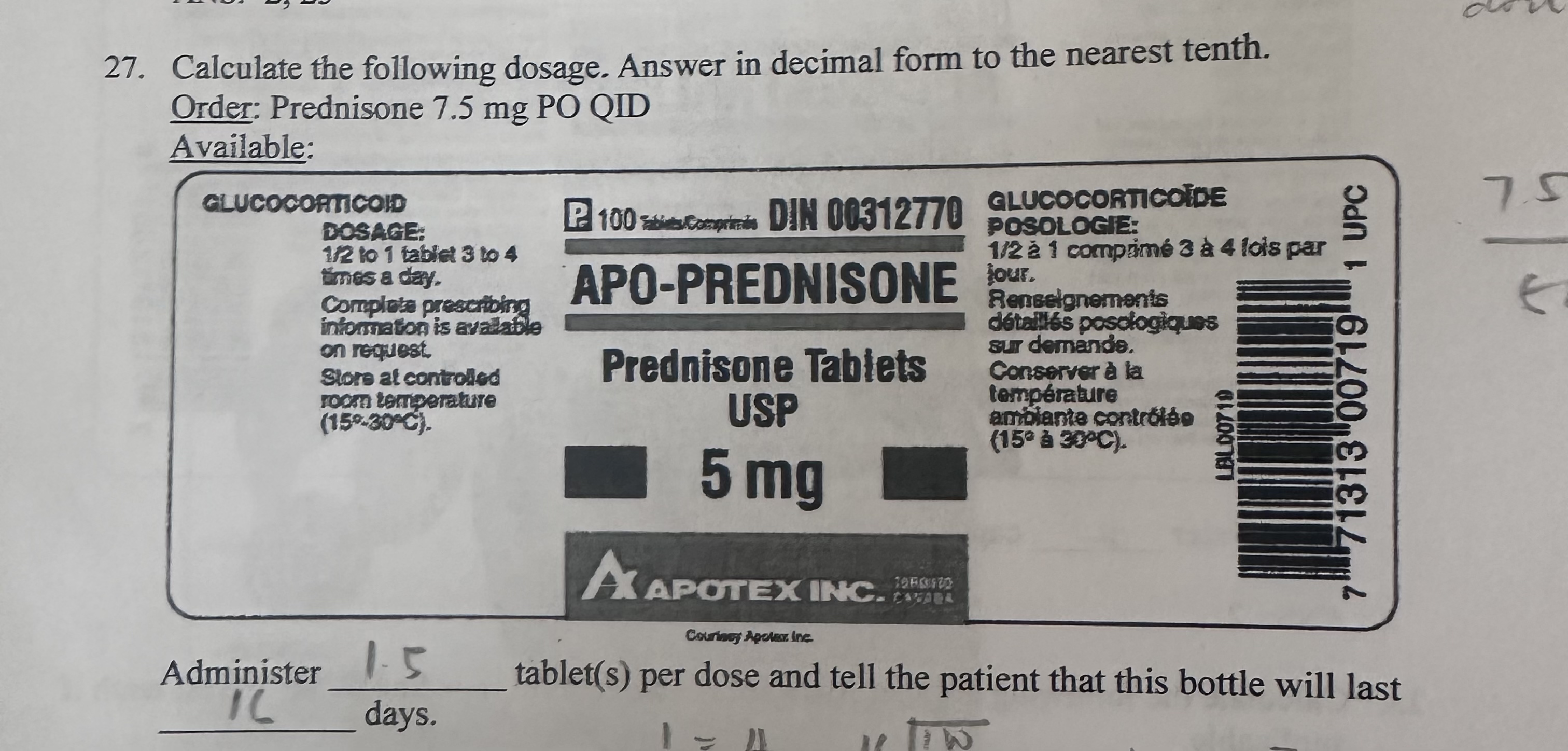 Solved Calculate the following dosage. Answer in decimal | Chegg.com