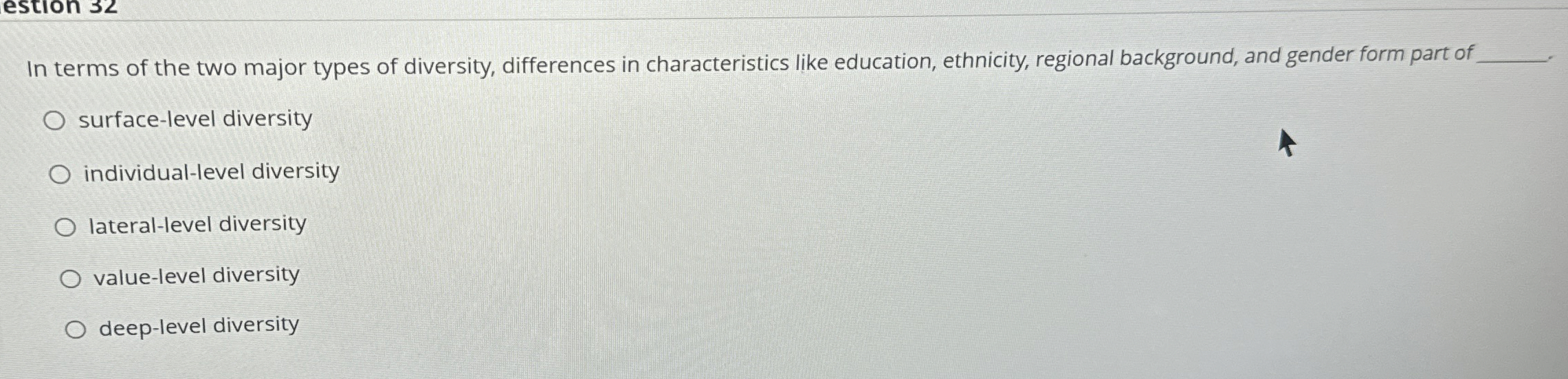 Solved In terms of the two major types of diversity, | Chegg.com