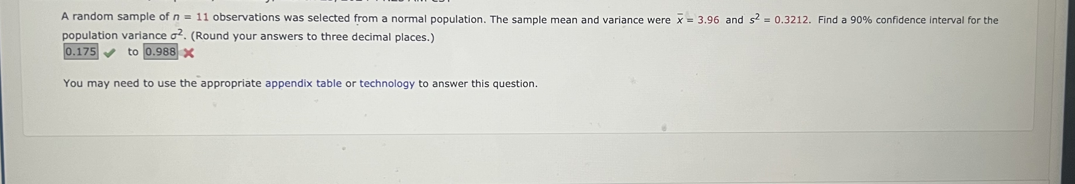 Solved population variance σ2. (Round your answers to three | Chegg.com