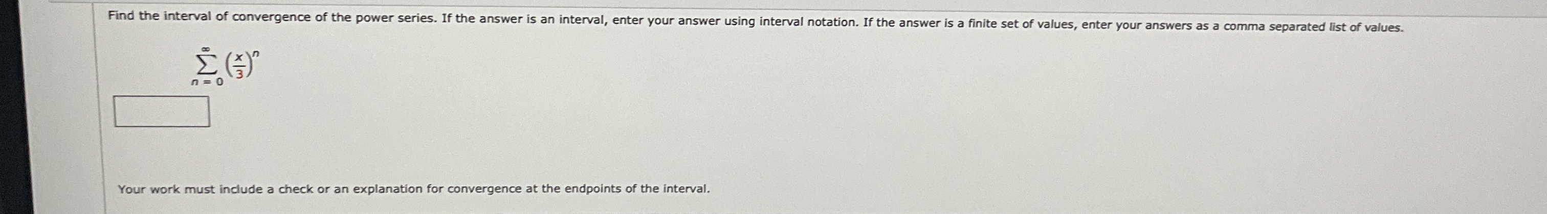 Solved ∑n=0∞(x3)nYour work must include a check or an | Chegg.com