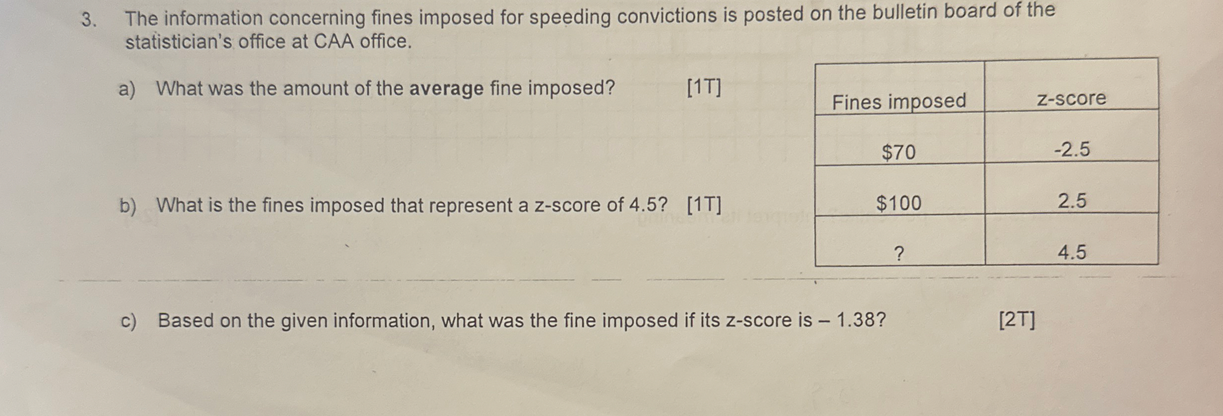 Solved The information concerning fines imposed for speeding | Chegg.com