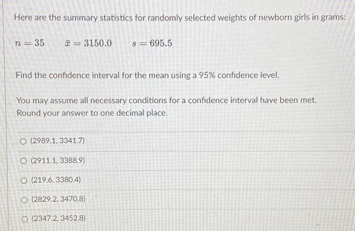 Solved Here are the summary statistics for randomly selected | Chegg.com