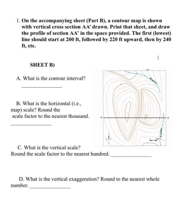 Solved 1. On the accompanying sheet (Part B), a contour map | Chegg.com