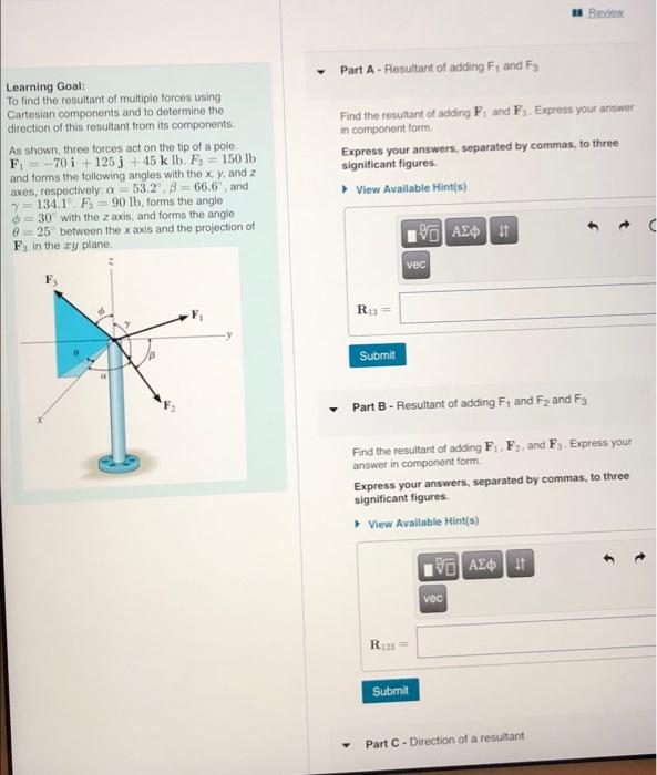 Solved A Review Part A - Resultant of adding F, and F | Chegg.com