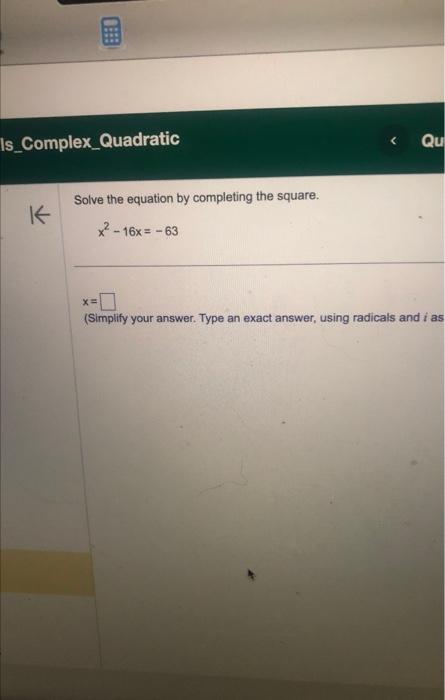 Solved Solve the equation by completing the square. | Chegg.com