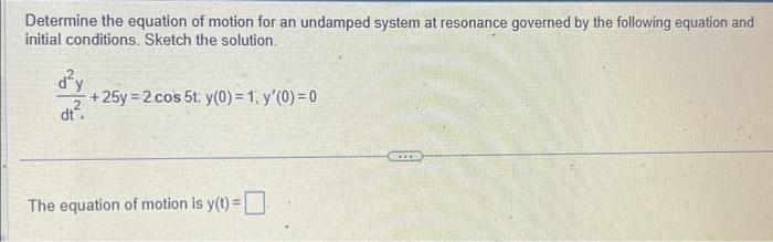 Solved Determine the equation of motion for an undamped | Chegg.com