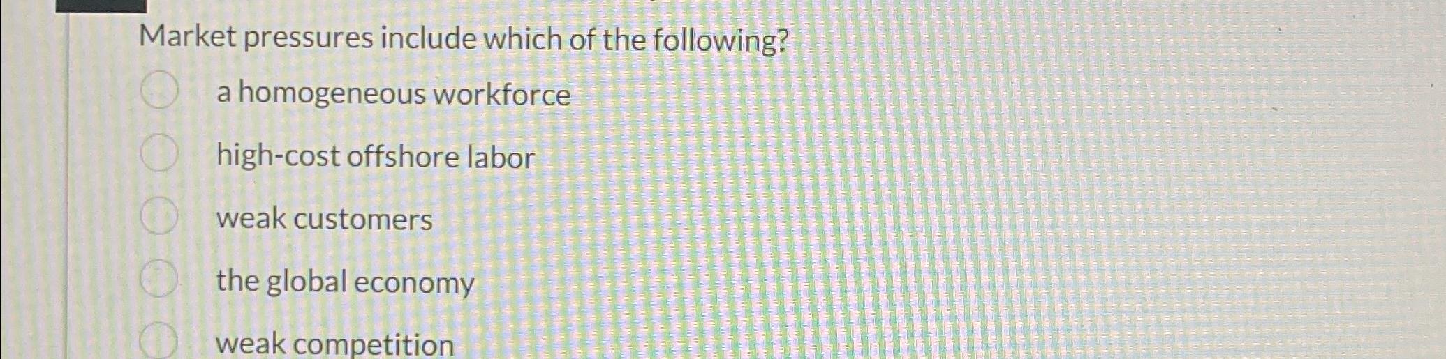 Solved Market pressures include which of the following?a | Chegg.com
