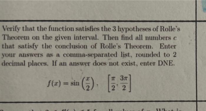 Solved Verify that the function satisfies the 3 hypotheses | Chegg.com