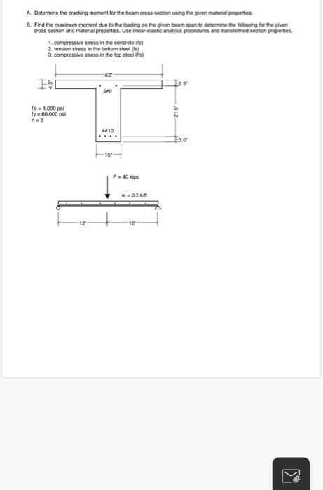 Solved A Determine the cracking moment for the beam | Chegg.com