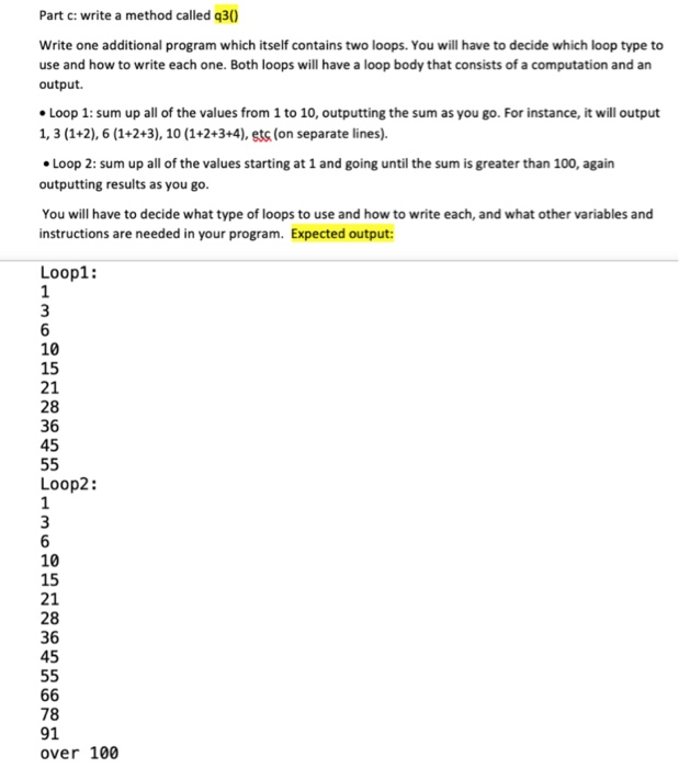 Solved Part c: write a method called q30) Write one | Chegg.com