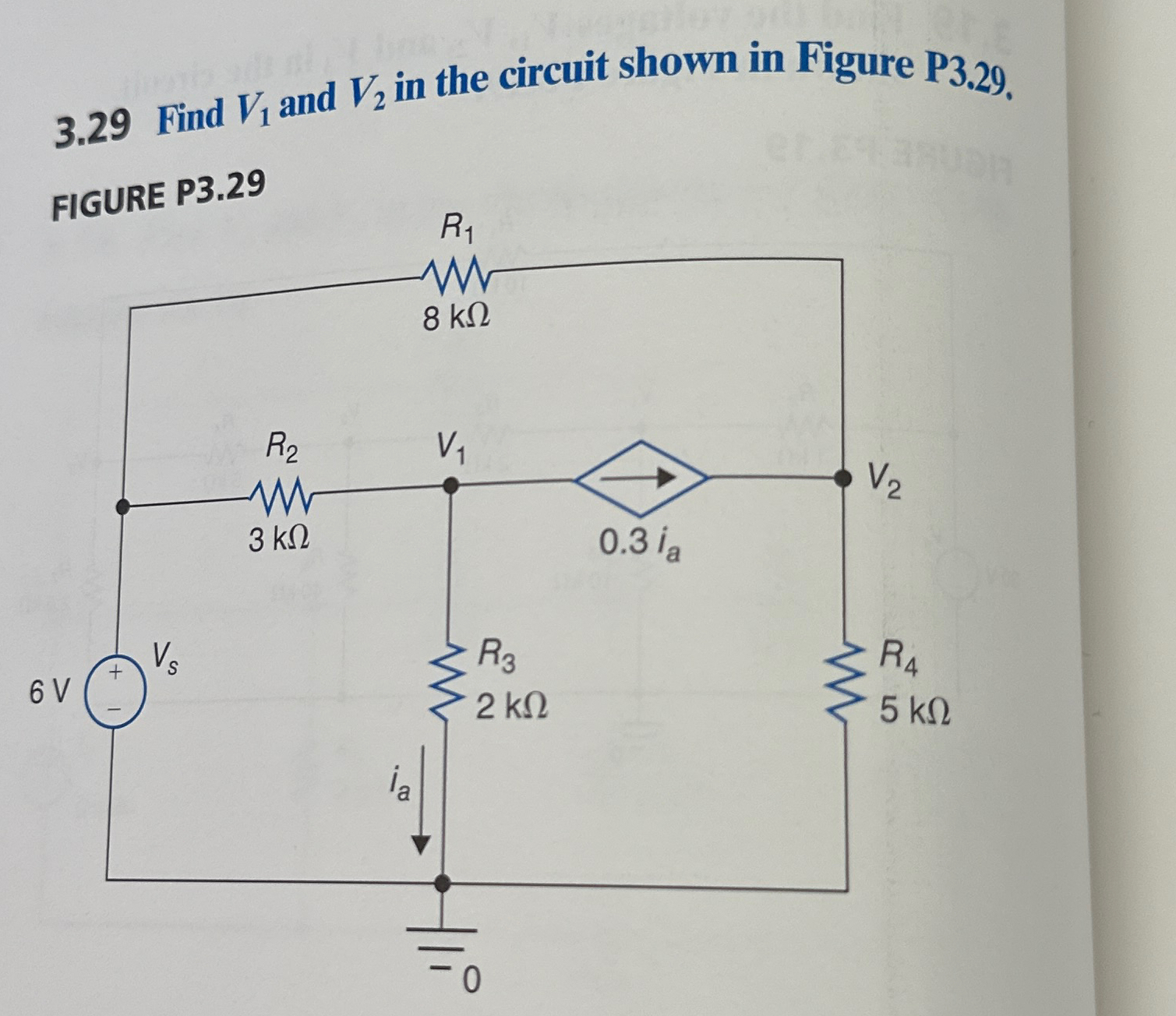 Solved 3.29 ﻿Find V1 ﻿and V2 ﻿in the circuit shown in Figure | Chegg.com