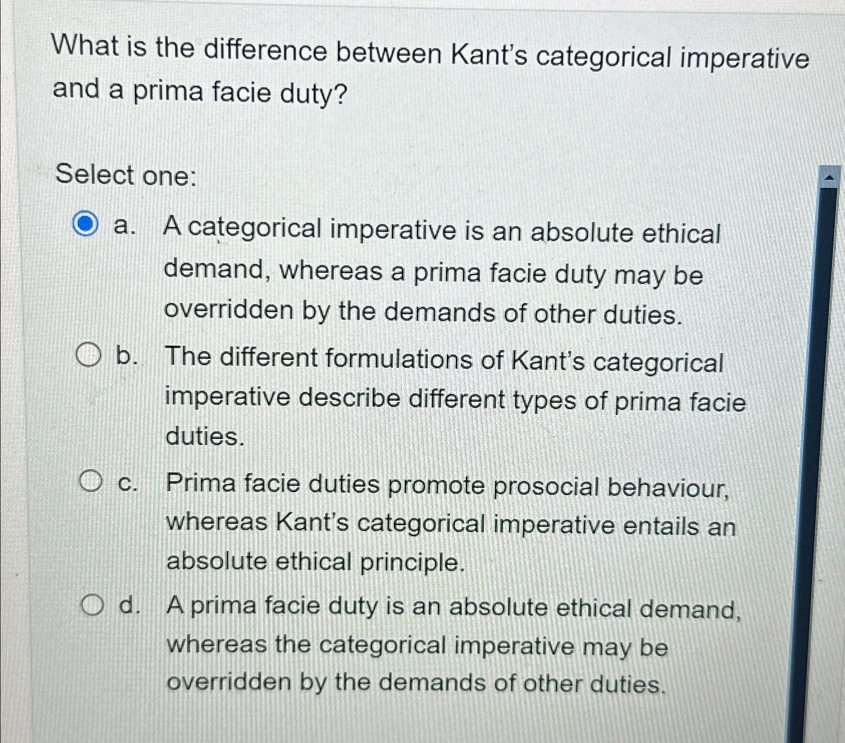 Solved What is the difference between Kant's categorical | Chegg.com