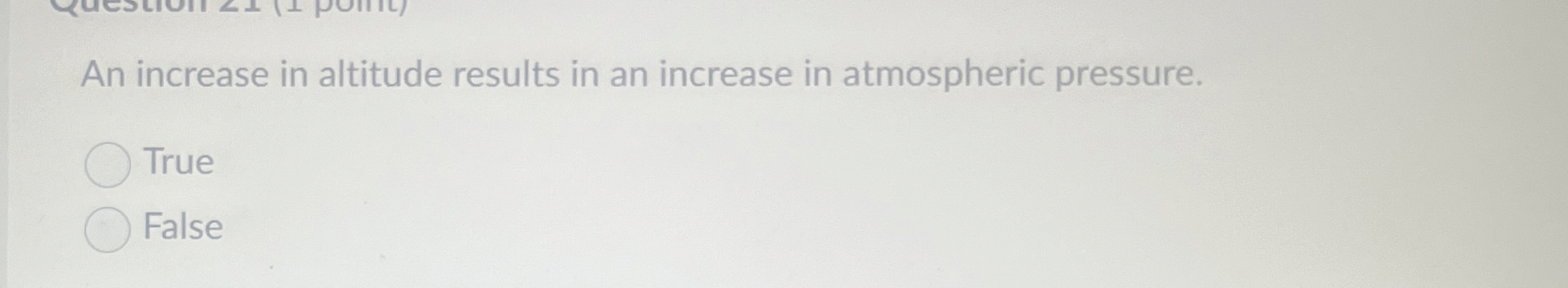Solved An increase in altitude results in an increase in | Chegg.com