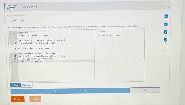Solved integer i integer array(5) userNums for i = 0; i