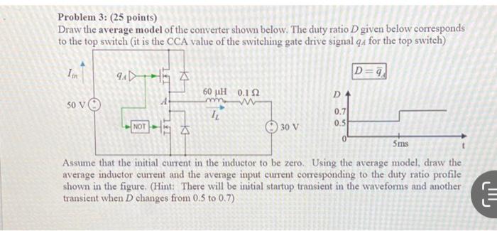 Solved Problem 3: (25 points) Draw the average model of the | Chegg.com