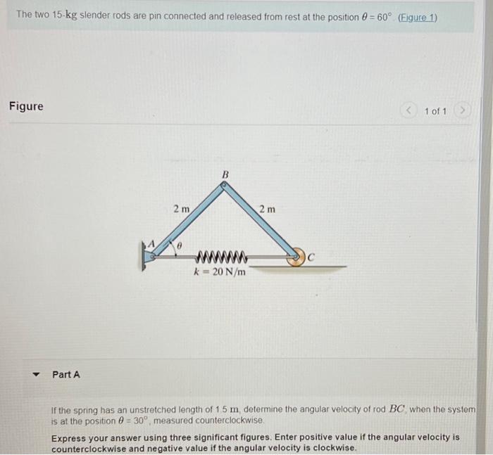 Solved The two 15−kg slender rods are pin connected and | Chegg.com