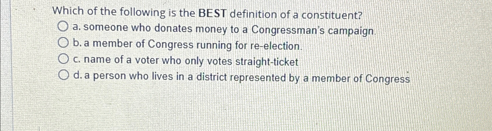 Solved Which of the following is the BEST definition of a | Chegg.com
