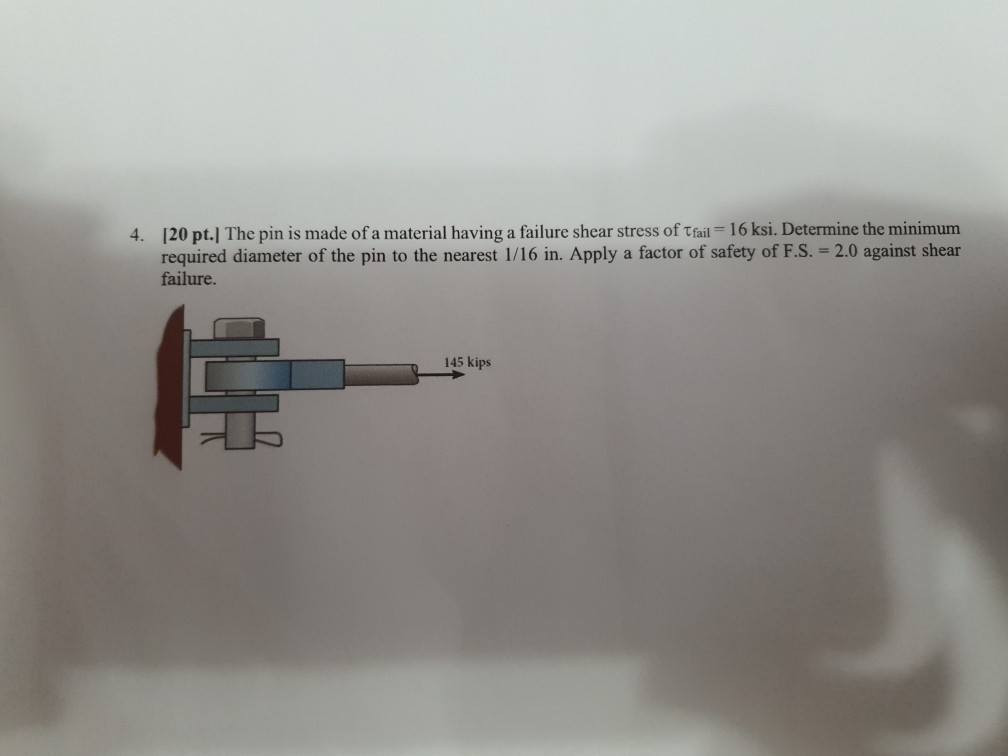 Solved 4. [20 pt. The pin is made of a material having a | Chegg.com