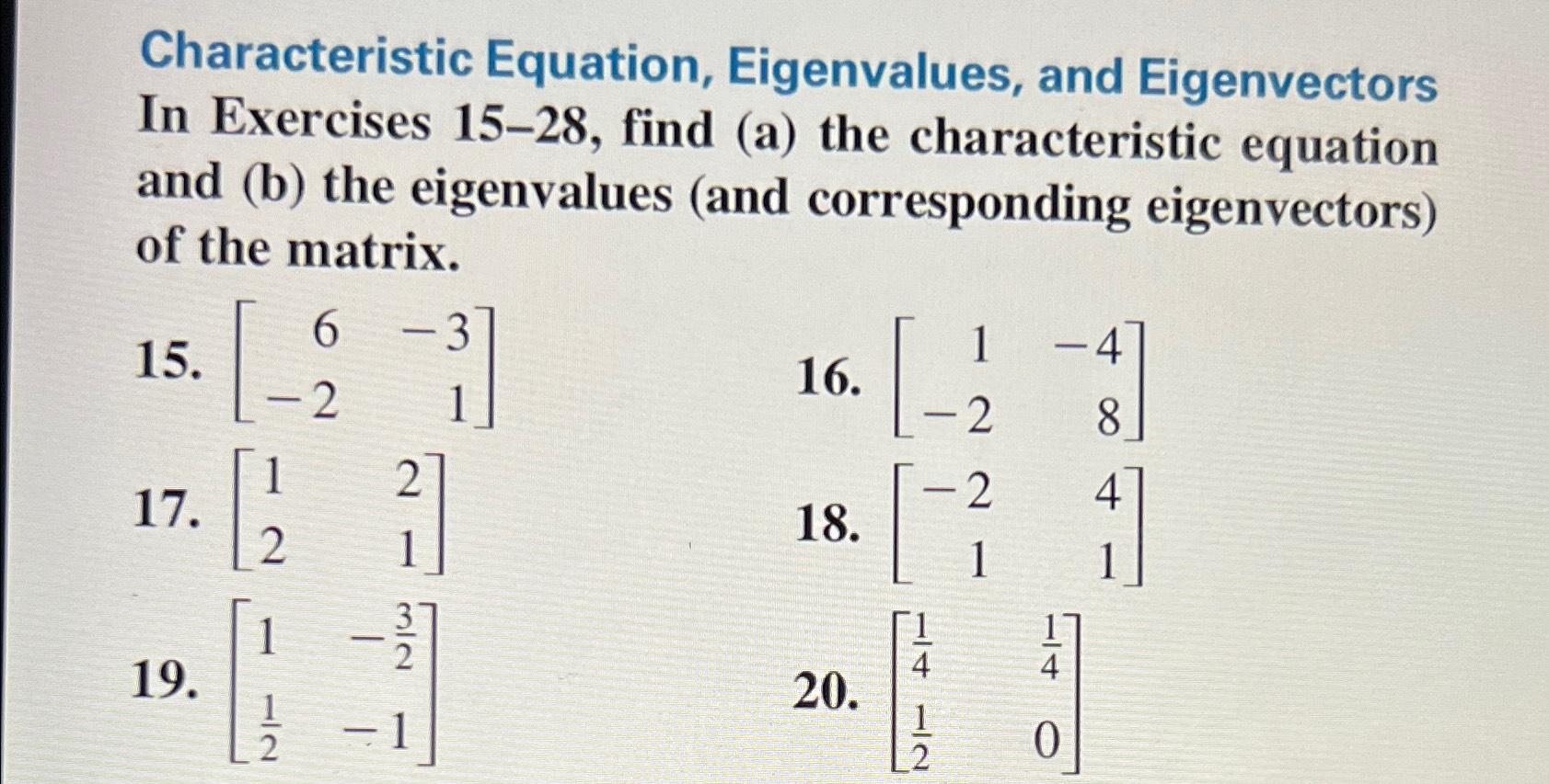 Solved Characteristic Equation Eigenvalues And