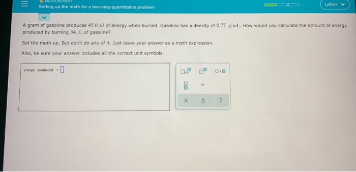 Solved EASUREMENT Setting up the math for a two-step | Chegg.com