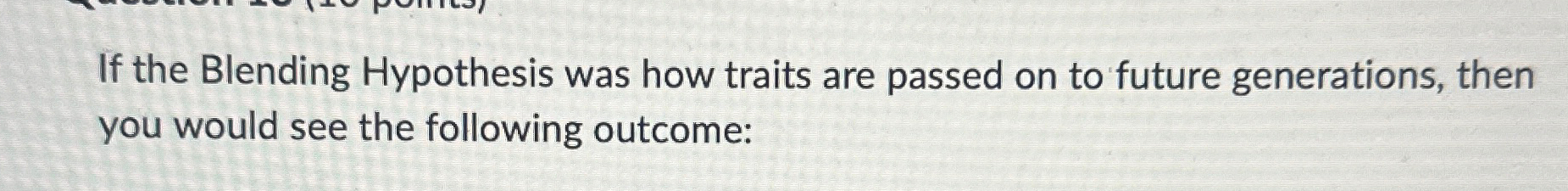 Solved If the Blending Hypothesis was how traits are passed | Chegg.com