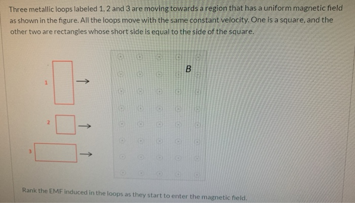 Solved Three metallic loops labeled 1, 2 and 3 are moving | Chegg.com