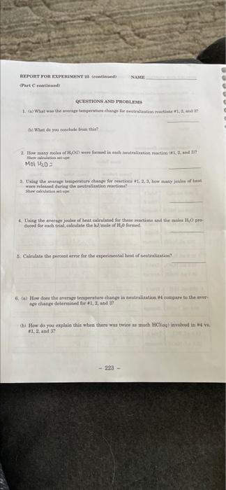 NAME DATE SECTION INSTRUCTOR REPORT FOR EXPERIMENT 25 | Chegg.com